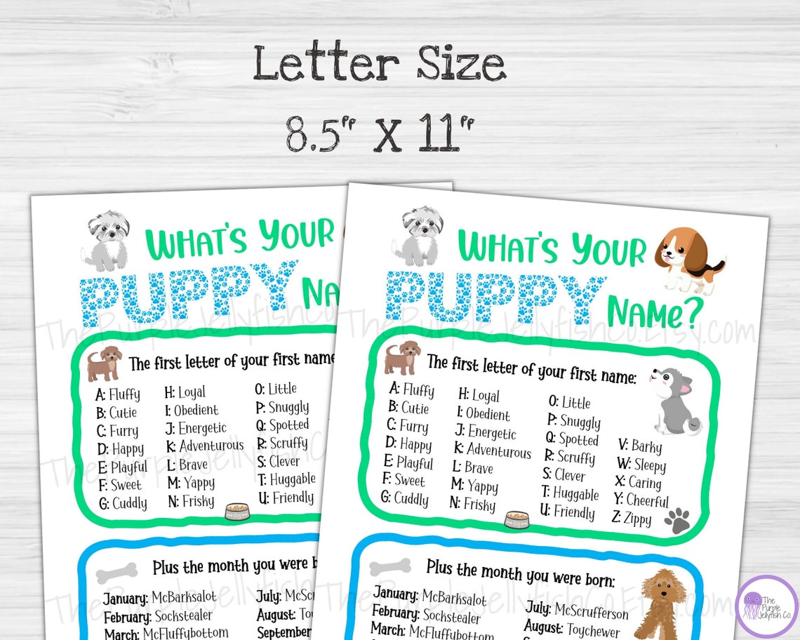 Whats Your Puppy Name Game, Puppy Party Printable, Dog Pawty, Puppy ...