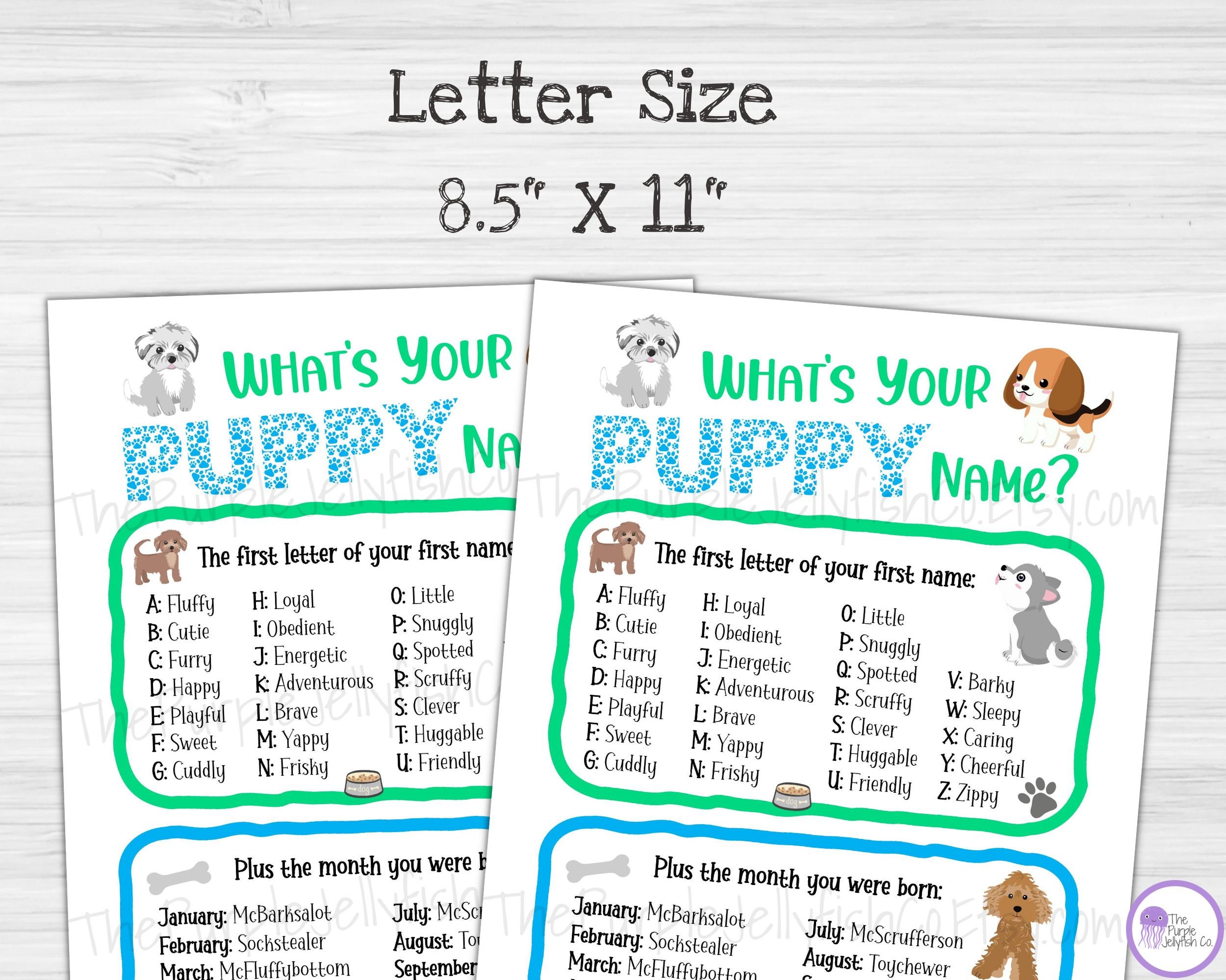 Whats Your Puppy Name Game, Puppy Party Printable, Dog Pawty, Puppy ...