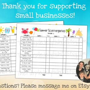 Summer Scattergories, Summer Game Printable, End of Year Activity ...