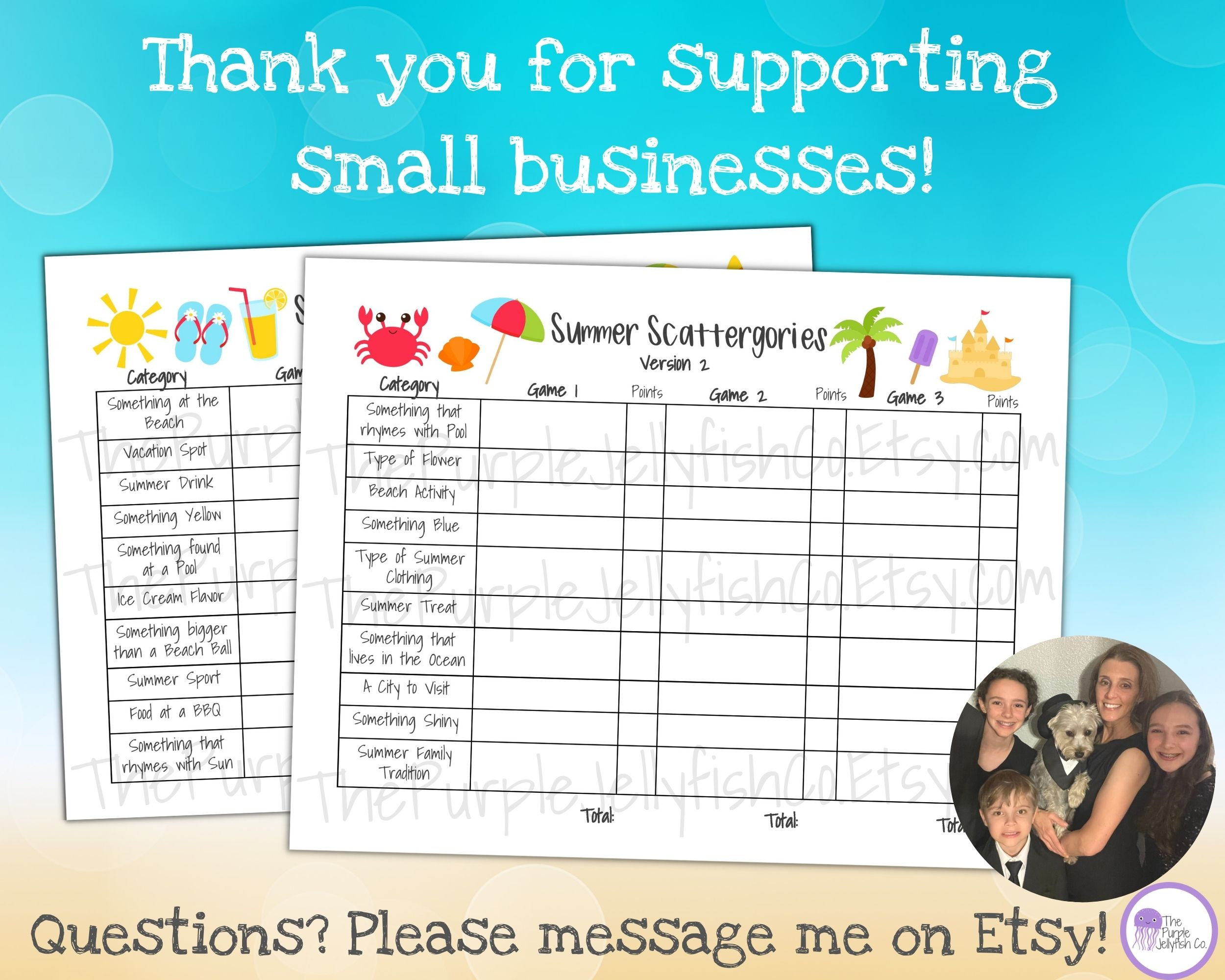 Summer Scattergories, Summer Game Printable, End of Year Activity ...