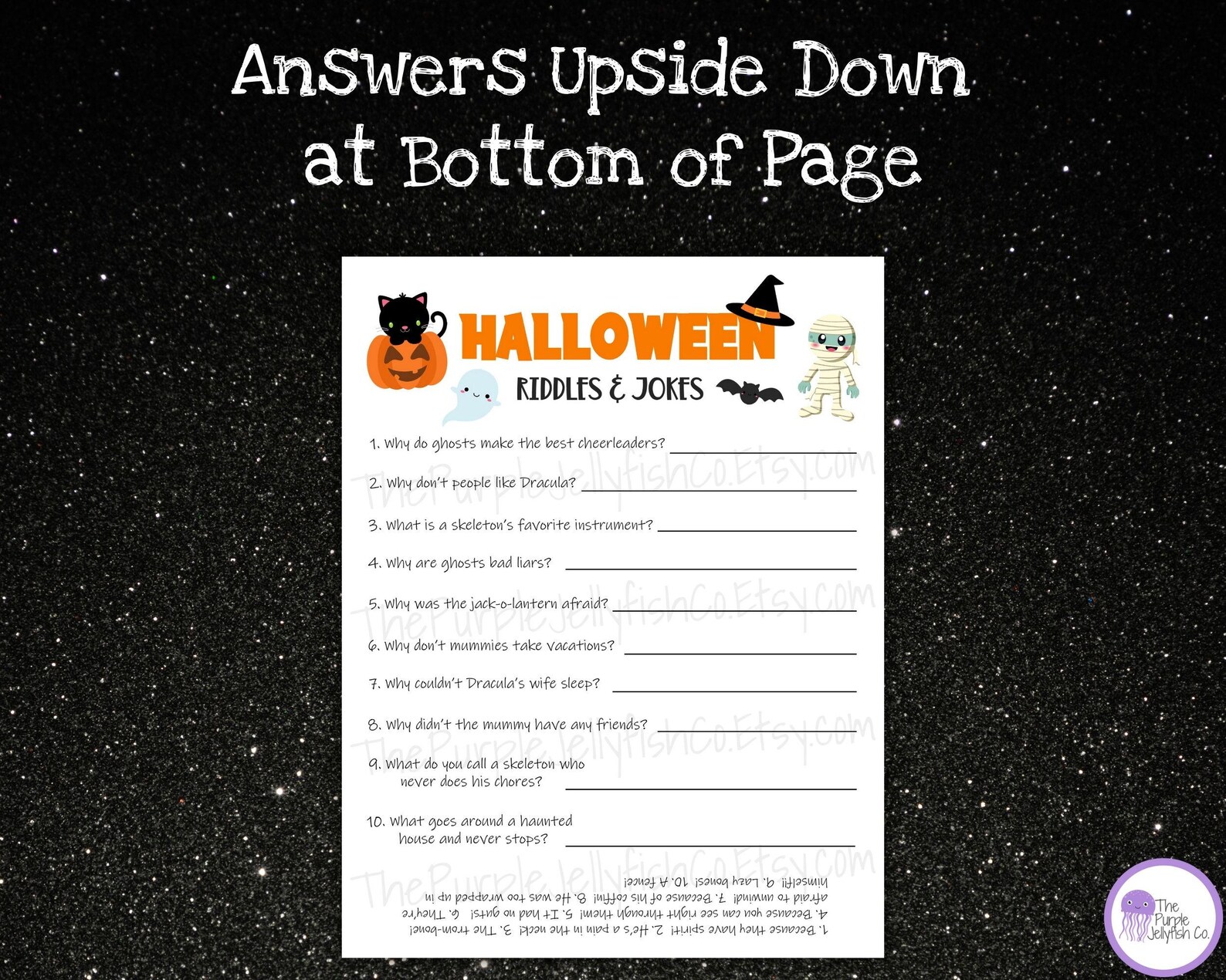 Halloween Jokes and Riddles, Printable Halloween Party Game for Kids ...