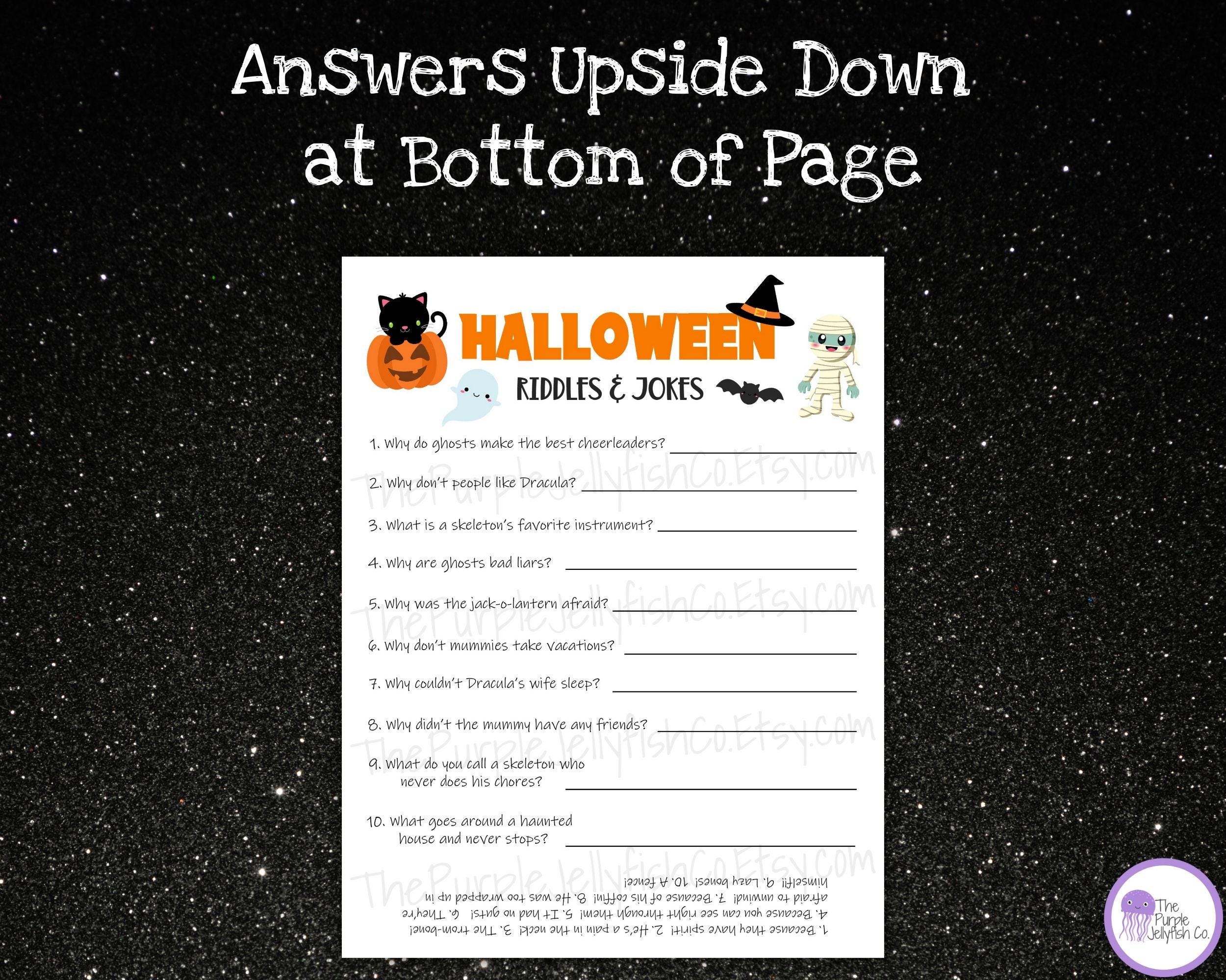 Halloween Jokes and Riddles, Printable Halloween Party Game for Kids ...