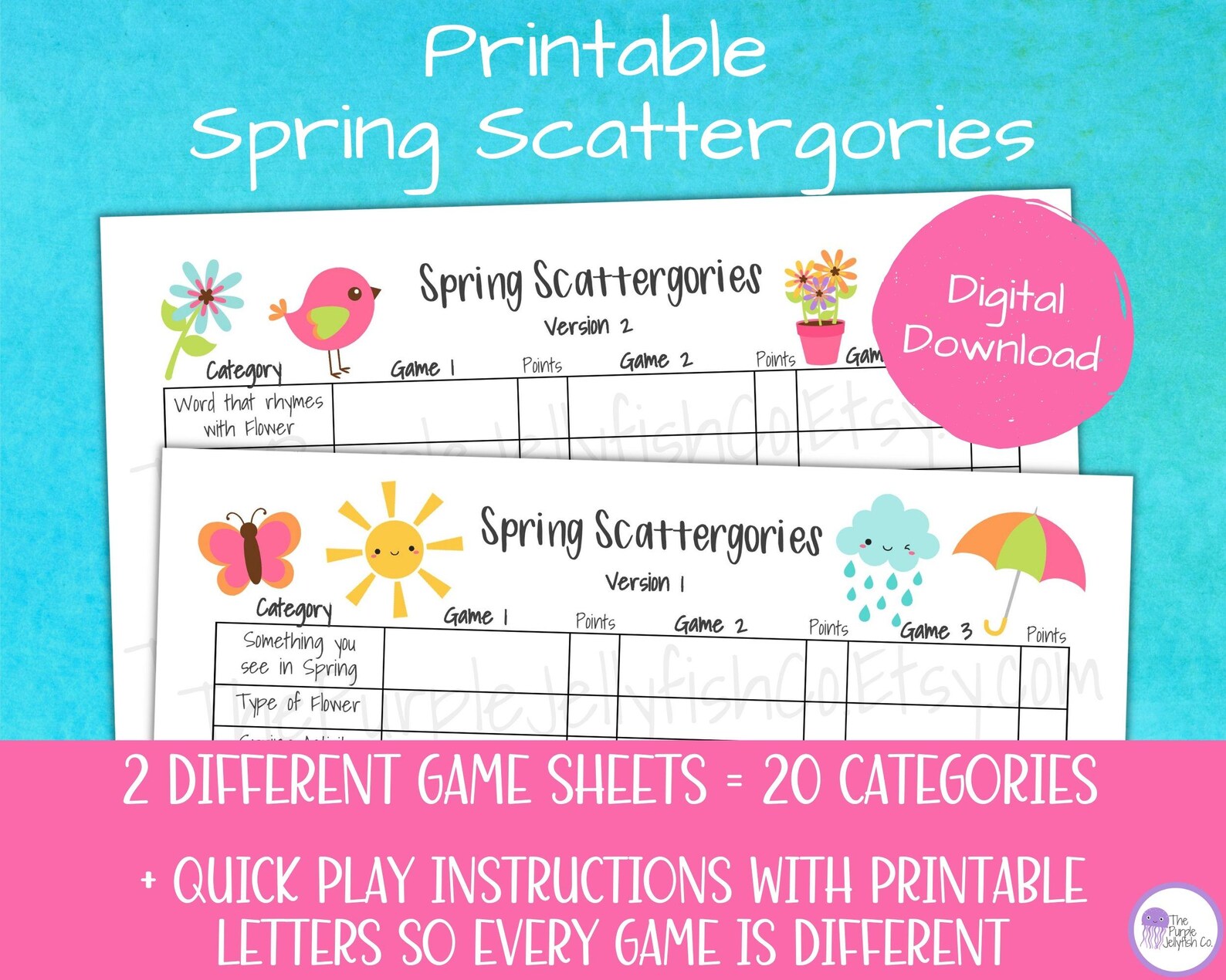 Spring Scattergories Game, Spring Game for Kids, Printable Spring ...