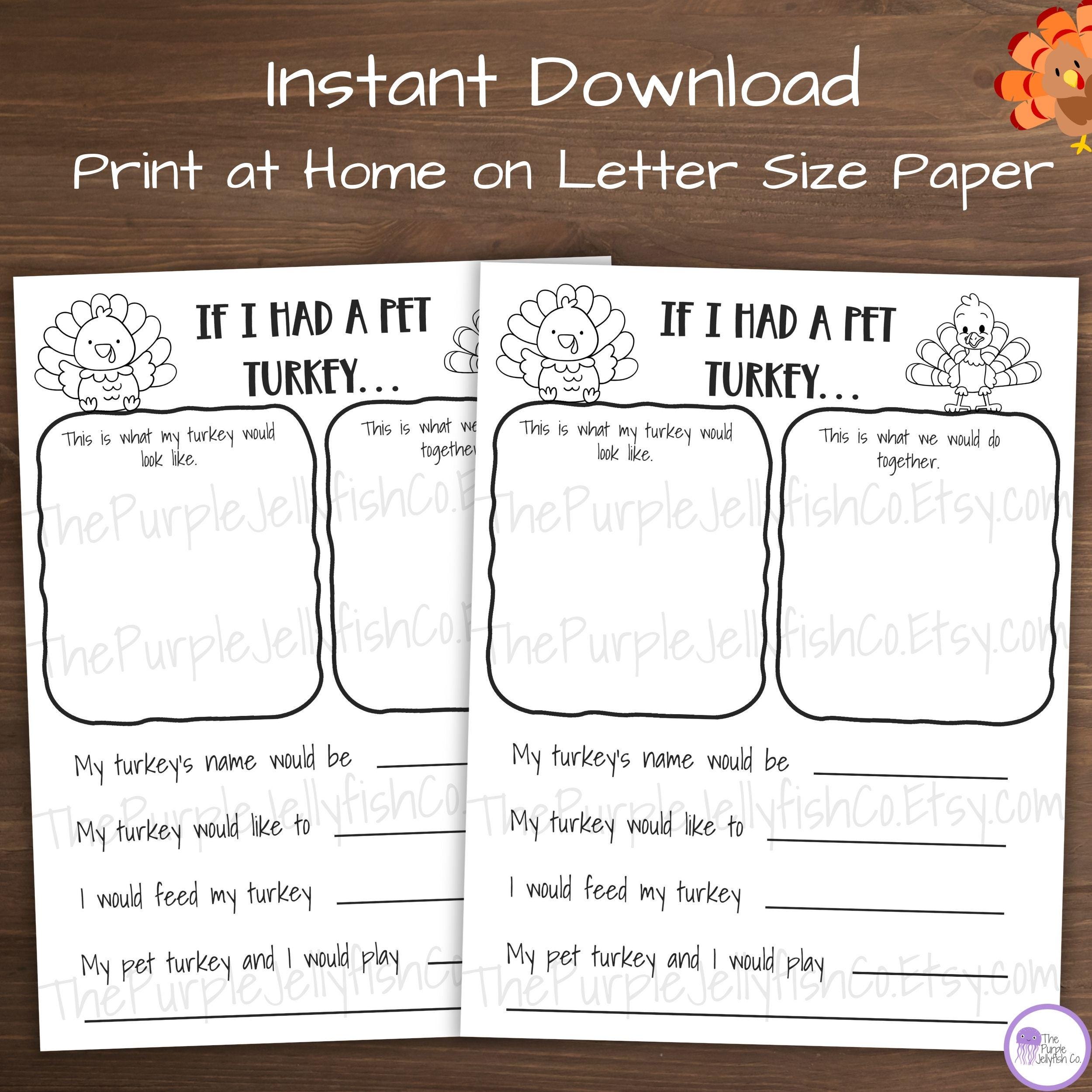 If I Had a Pet Turkey Thanksgiving Activity for Kids, Printable ...
