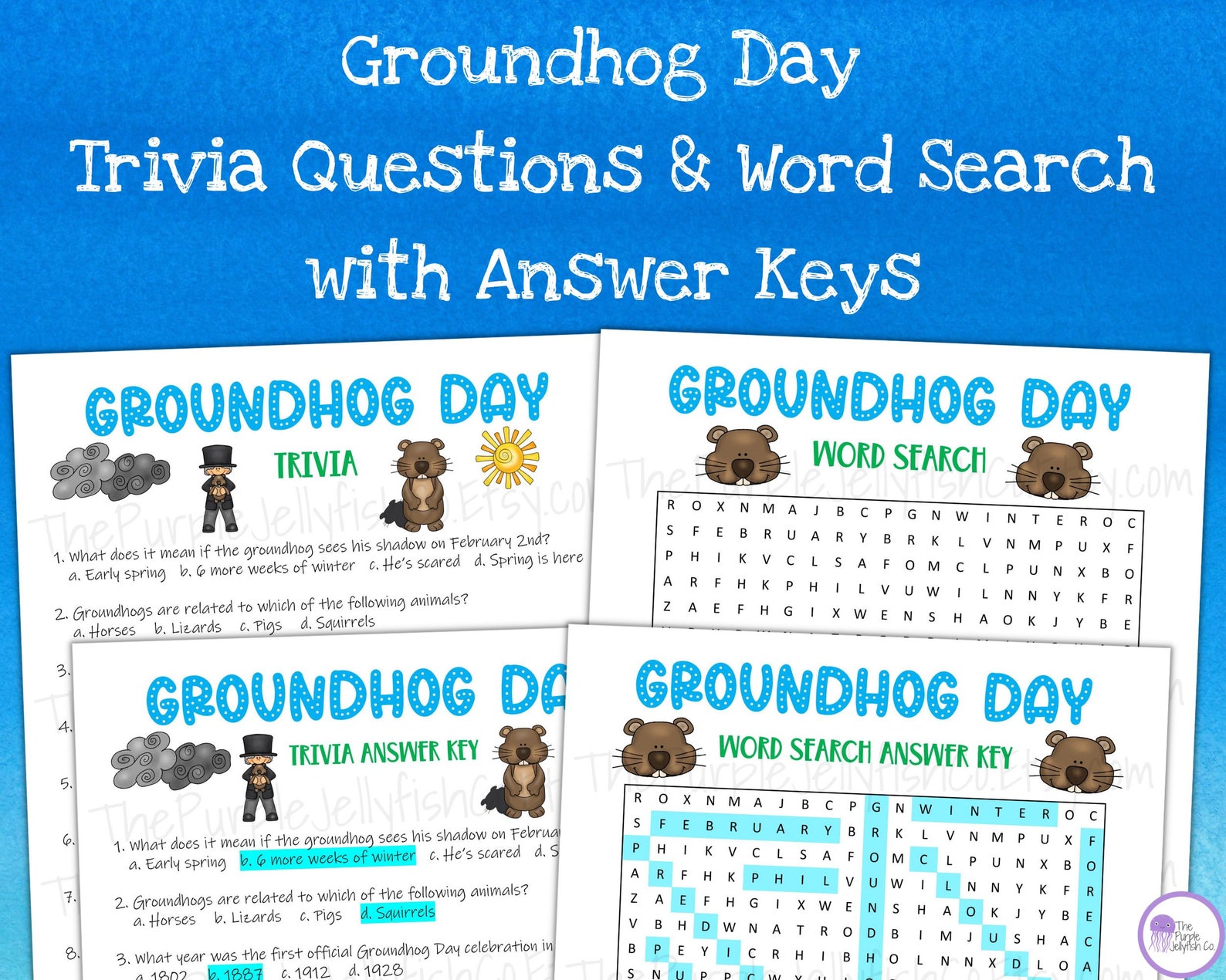 Groundhog Day Game Bundle, Groundhog Activities for Kids Printable ...
