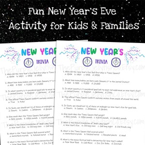 New Years Trivia Game Printable, New Years Eve Game for Teens & Adults ...