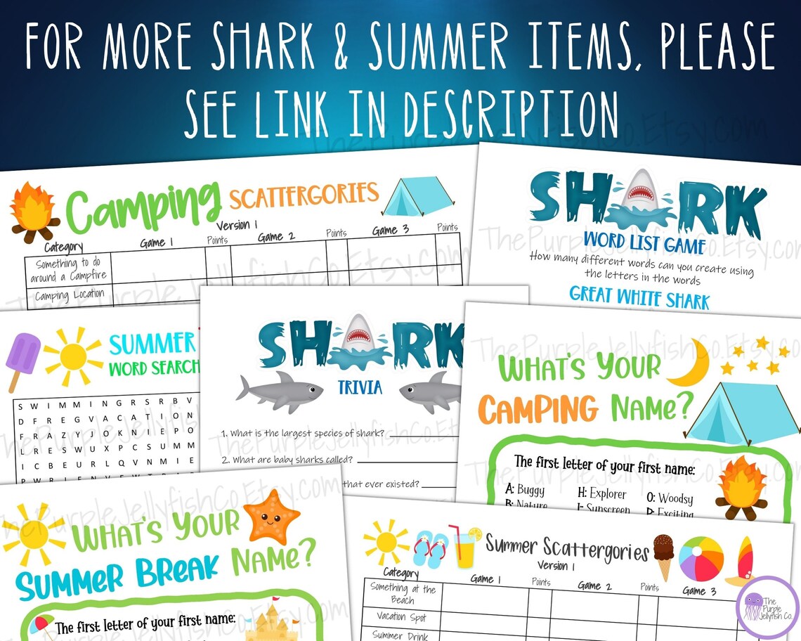 Shark Would You Rather Game, Printable Shark Birthday Party Idea, Shark ...