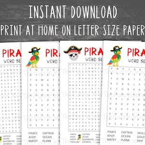 Pirate Word Search Printable, Talk Like a Pirate Day Activity for Kids ...