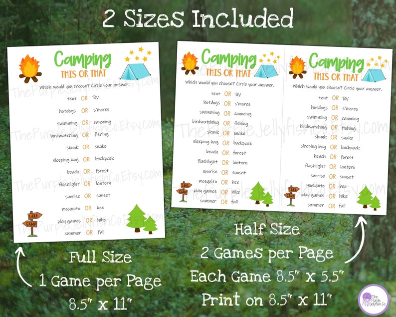 Camping This or That Game, Fun Camping Game Printable, Would You Rather ...
