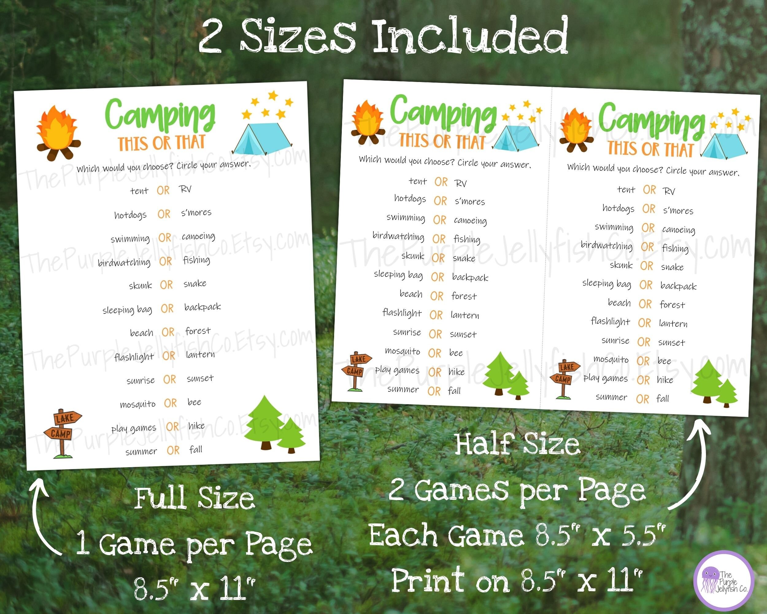 Camping This or That Game, Fun Camping Game Printable, Would You Rather ...