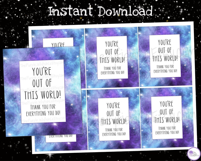 Out of This World Appreciation Gift Tags, Outer Space Themed Printable ...