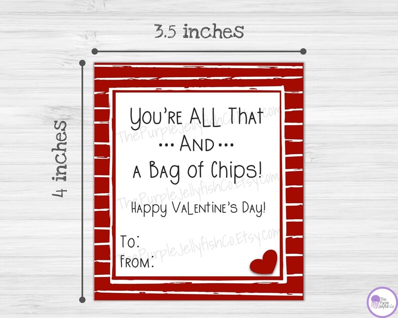 You're All That and a Bag of Chips Valentines for Kids Valentine's Day ...
