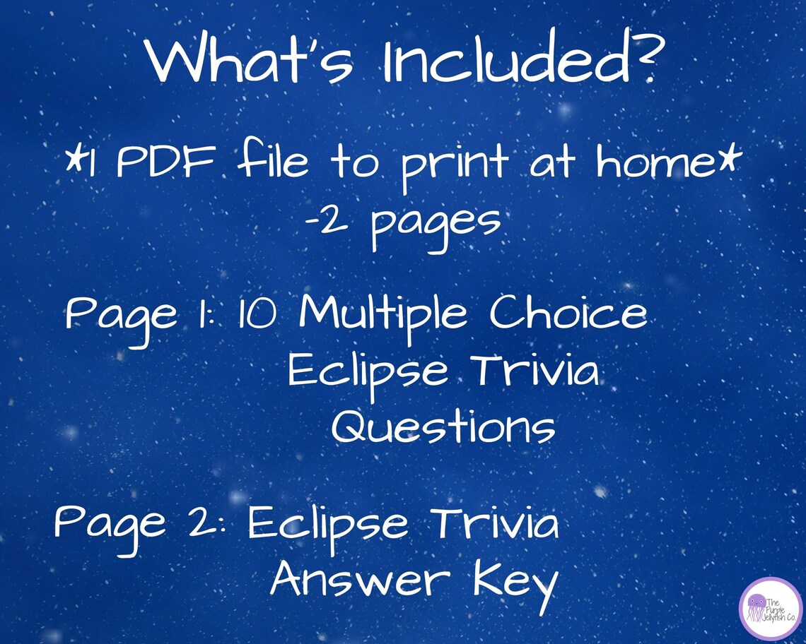 Eclipse Trivia Game for Kids & Adults, Printable Trivia Questions and ...