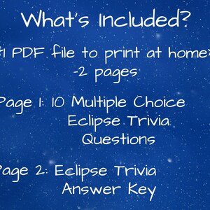 Eclipse Trivia Game for Kids & Adults, Printable Trivia Questions and ...