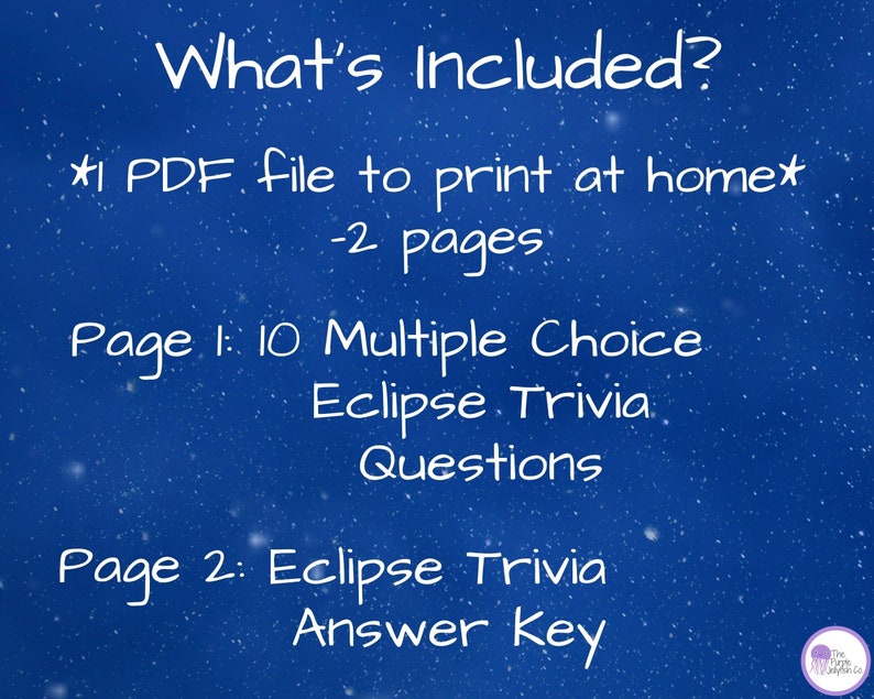 Eclipse Trivia Game for Kids & Adults, Printable Trivia Questions and ...
