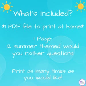 Summer Would You Rather Game Printable Kids Activity, Fun Summer Party ...