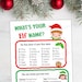 Elf Name Game Name Tags, Christmas Activity for Kids, What's Your Elf ...
