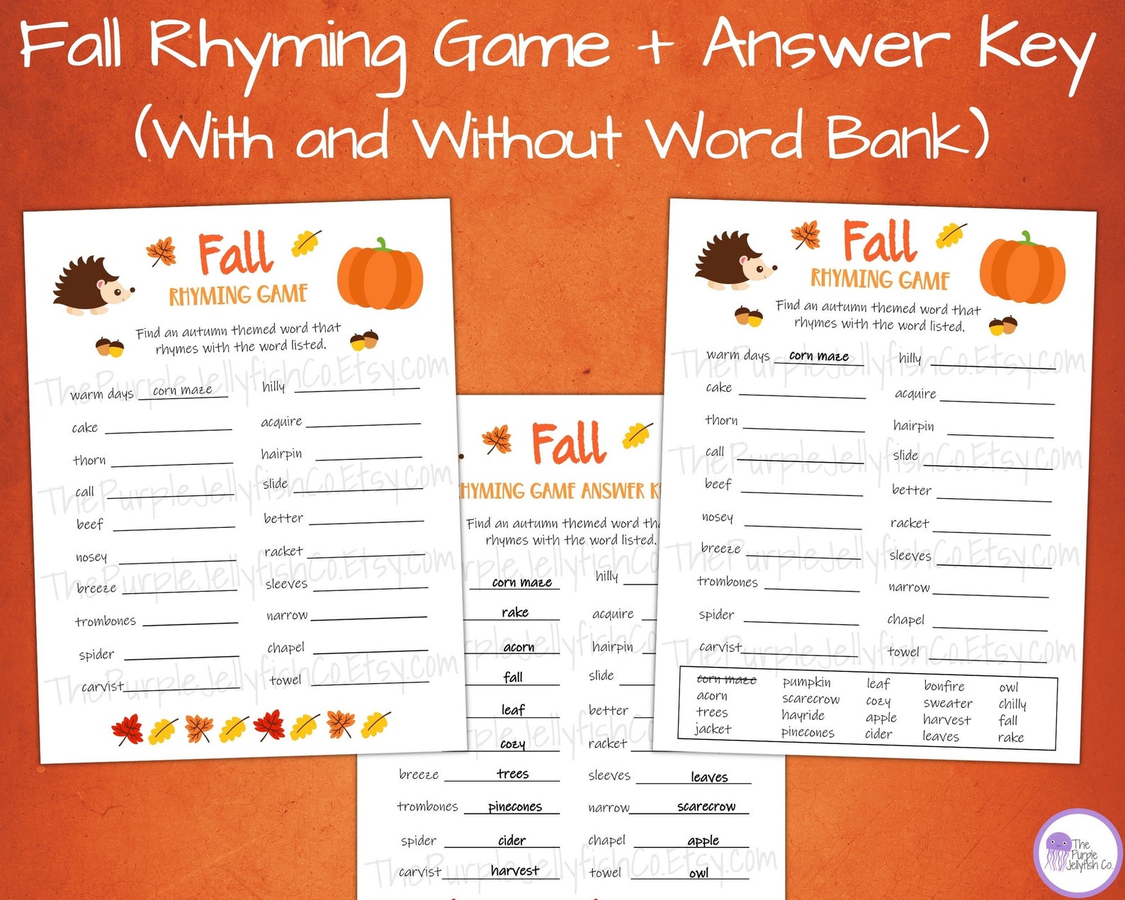 Fall Games Printable, Fall Activities for Kids & Adults, Fun Fall Game ...