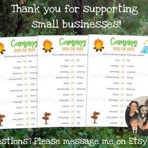 Camping This or That Game, Fun Camping Game Printable, Would You Rather ...