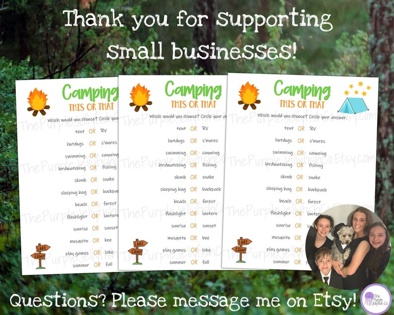 Camping This or That Game, Fun Camping Game Printable, Would You Rather ...
