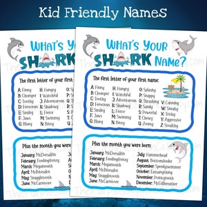 Shark Name Game, Printable Shark Sign, Shark Activity for Kids, Shark ...