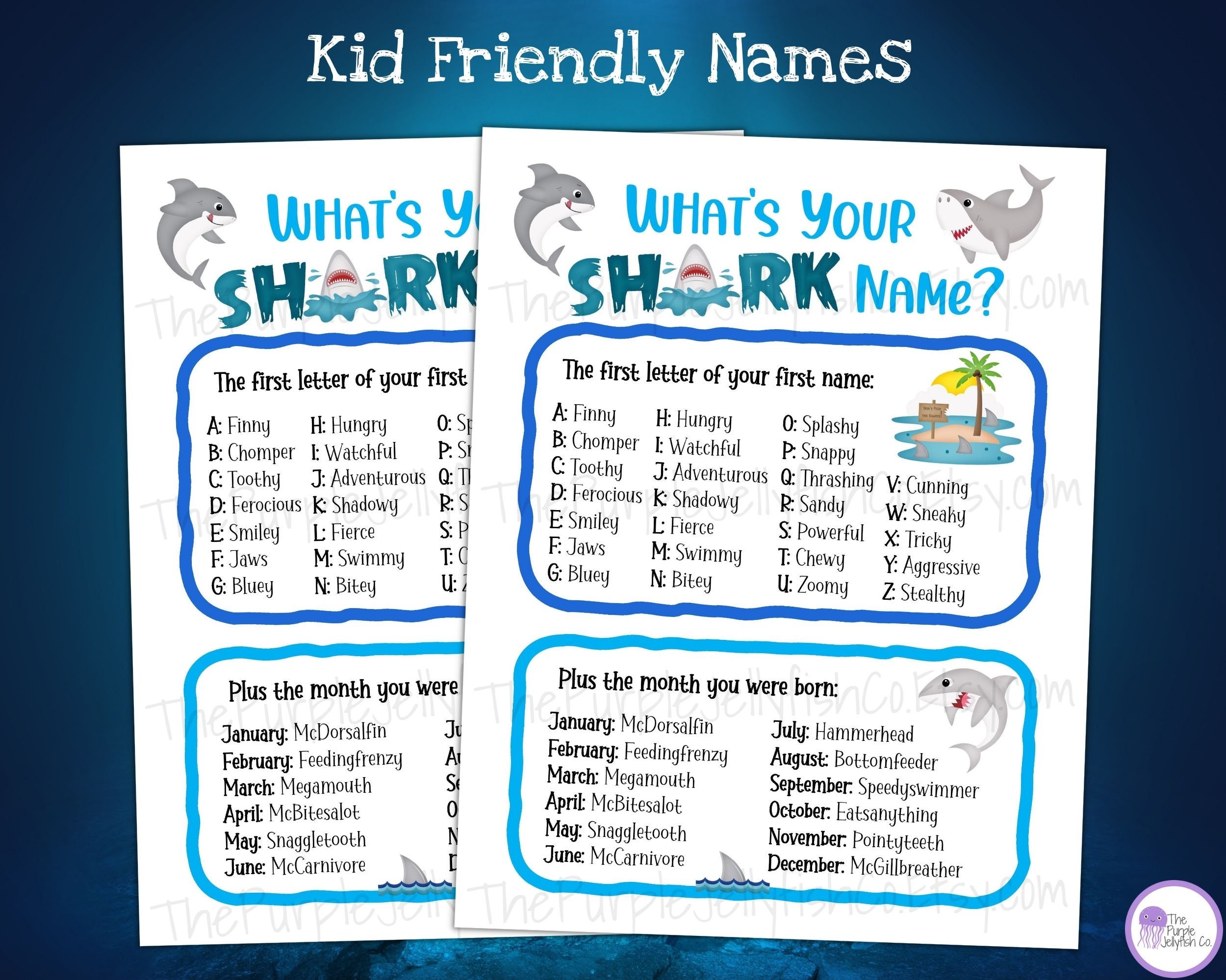 Shark Name Game, Printable Shark Sign, Shark Activity for Kids, Shark ...