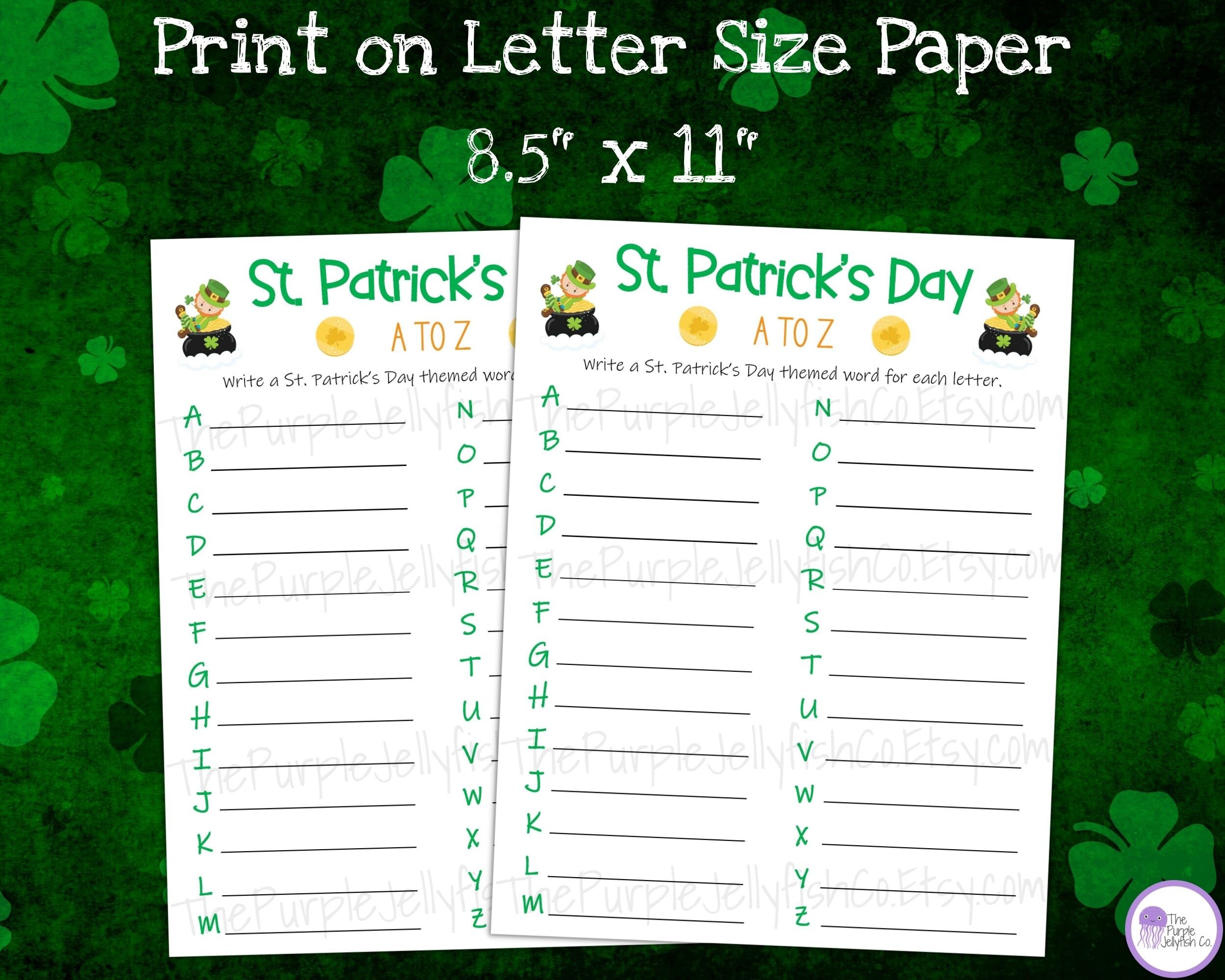 A to Z Game St Patricks Day, Printable St Patricks Day Game for Kids ...