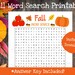 Fall Word Search Puzzle Printable for Kids & Adults, Autumn Theme Word ...
