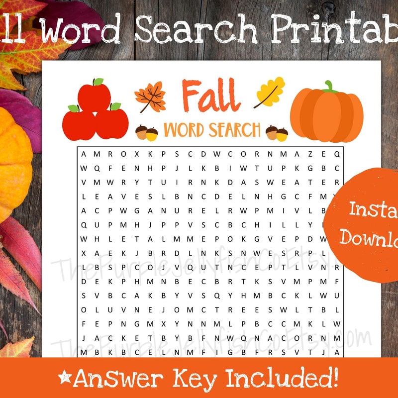 Print Autumn Word Search Puzzle Free Printable - Etsy New Zealand
