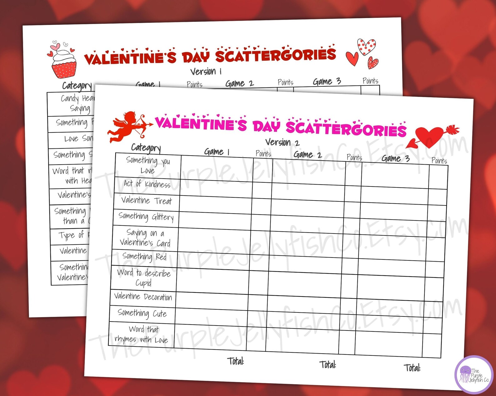 Valentines Scattergories Game, Printable Valentine's Day Game for Kids ...