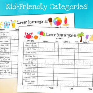 Summer Scattergories, Summer Game Printable, End of Year Activity ...