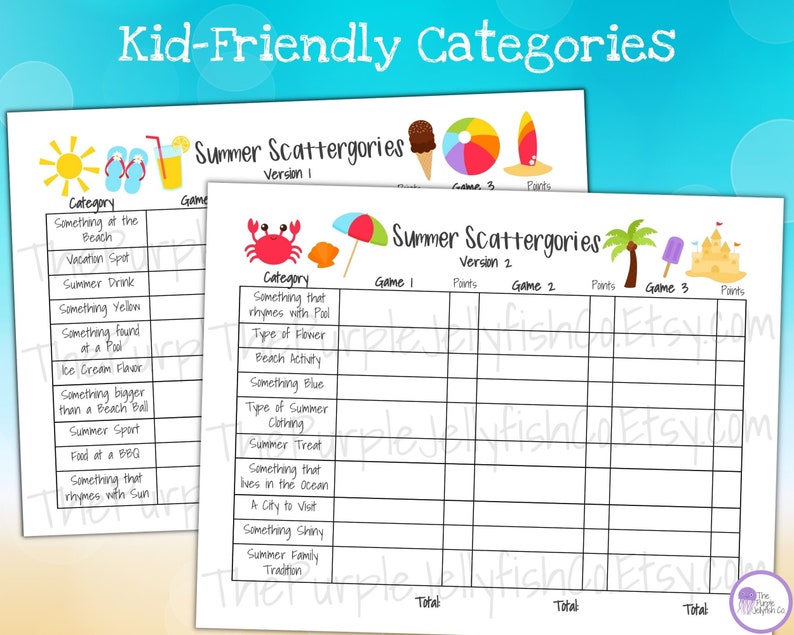Summer Scattergories, Summer Game Printable, End of Year Activity ...
