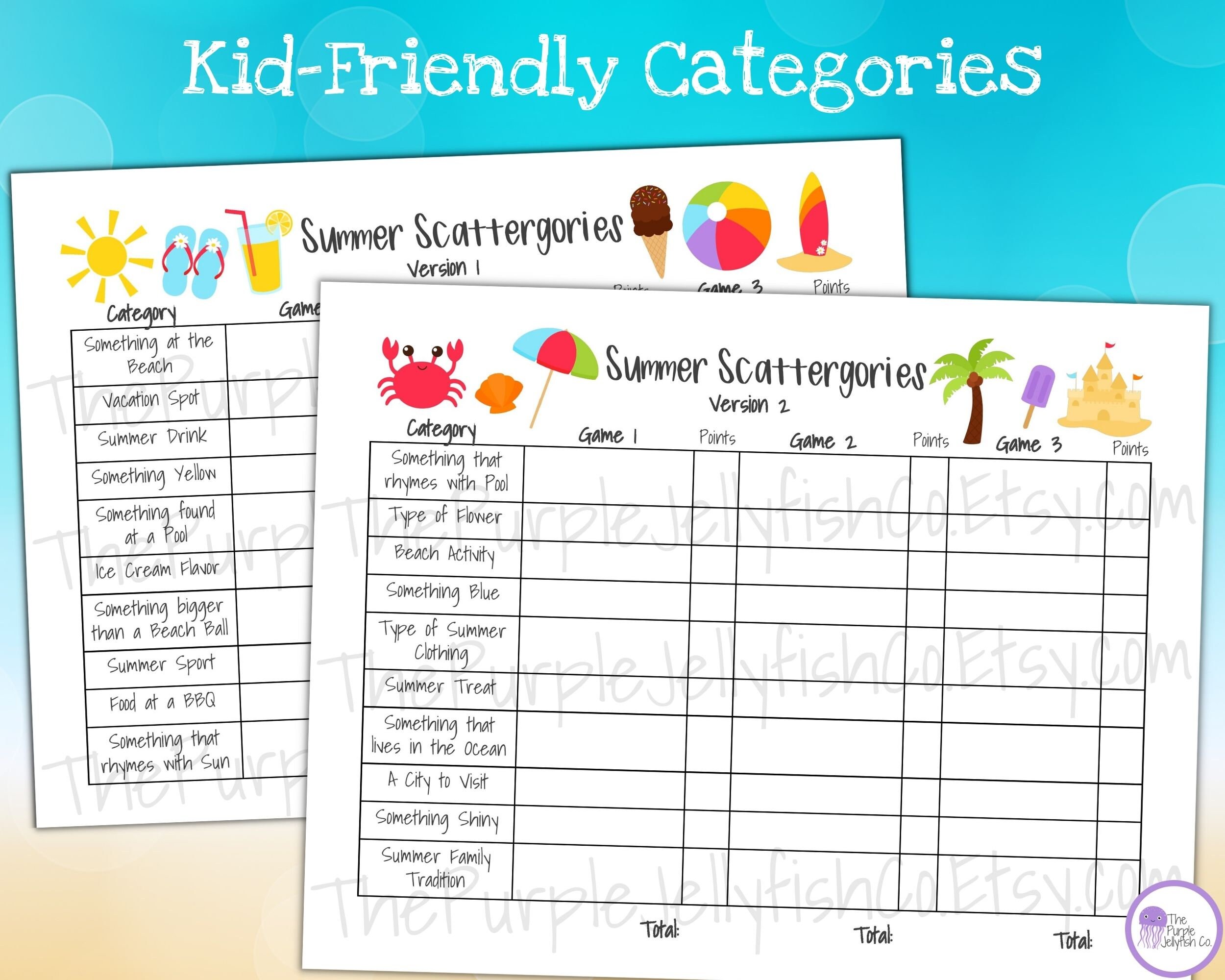 Summer Scattergories, Summer Game Printable, End of Year Activity ...