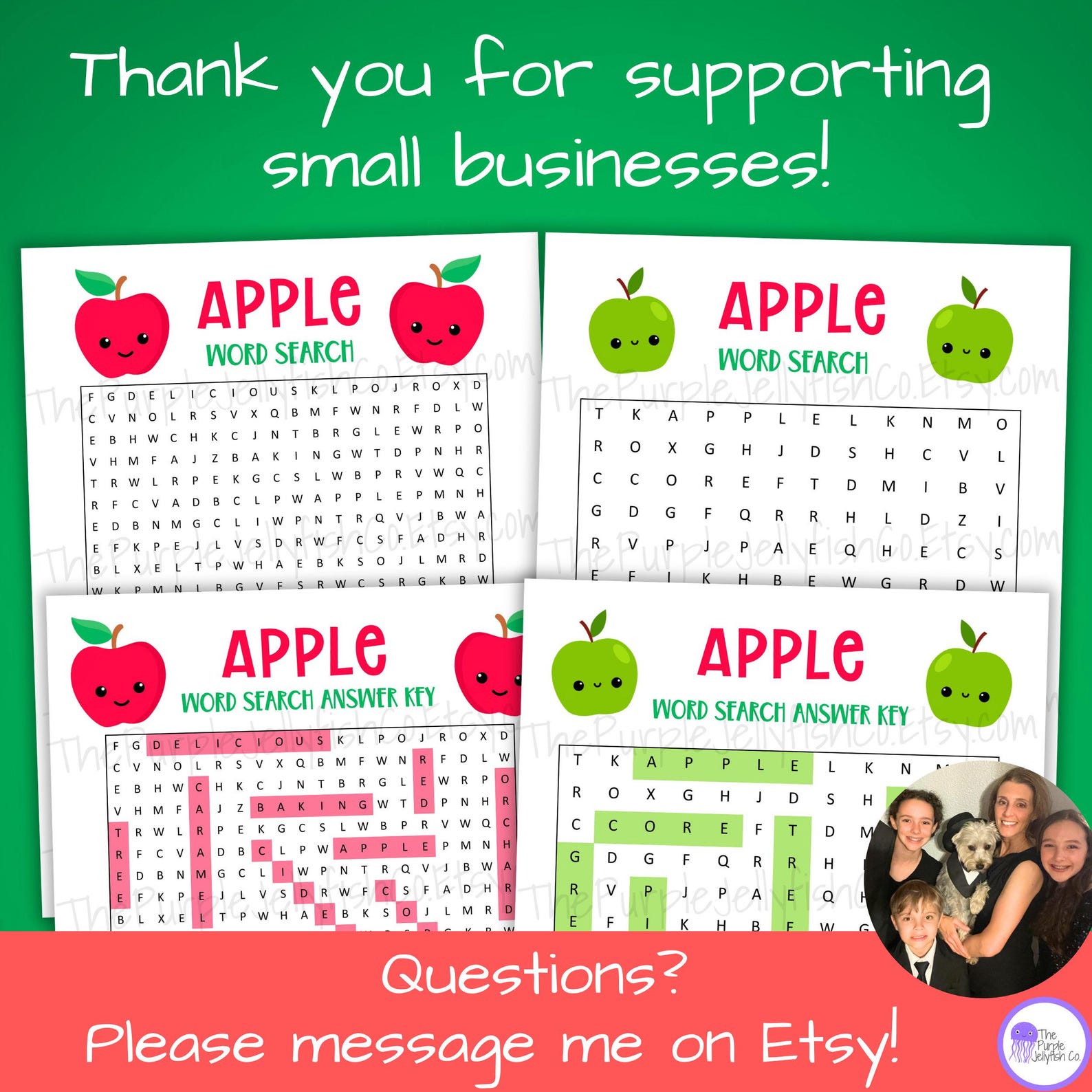 Apple Word Search Printable Game for Kids & Adults, Autumn Apple ...
