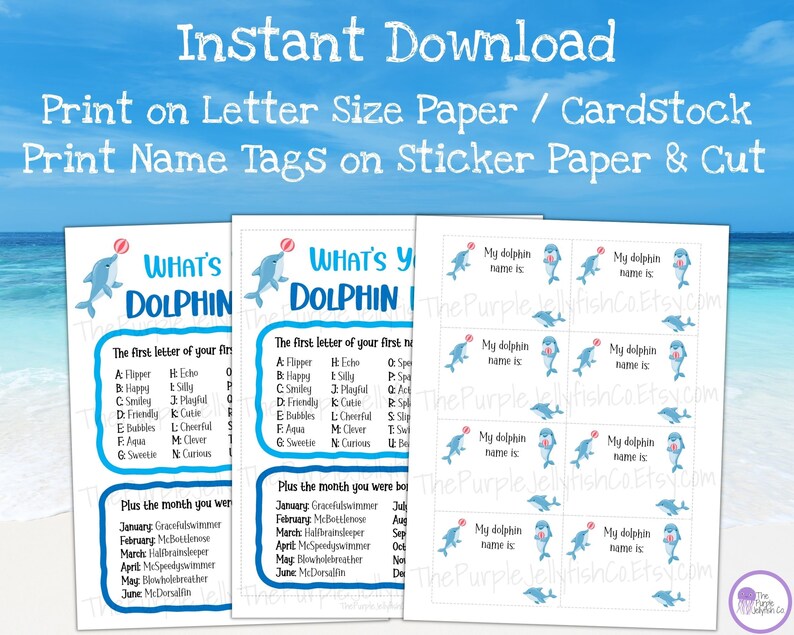 Dolphin Name Game, Under the Sea Party Game Printable, Whats Your Name ...