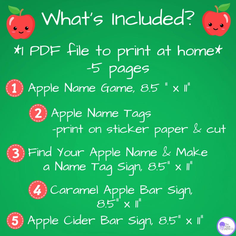What's Your Apple Name Game Printable, Apple Party Decor, Apple Cider ...