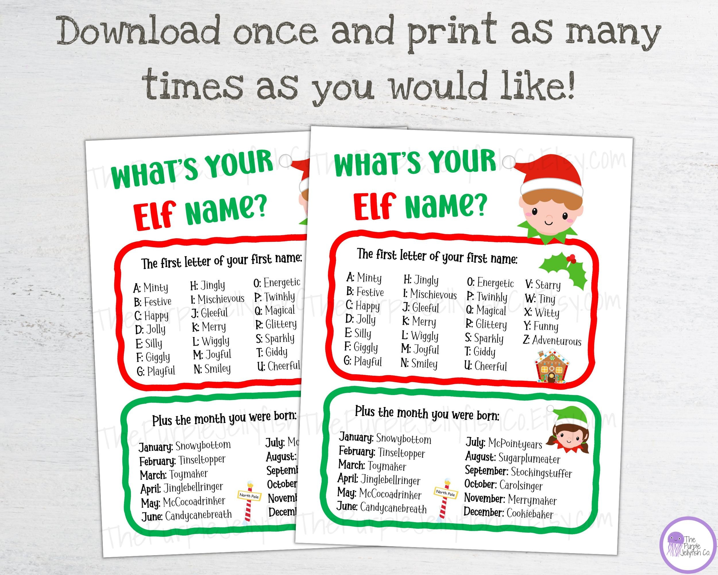 Elf Name Game Name Tags, Christmas Activity for Kids, What's Your Elf ...