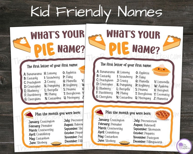 What's Your Pie Name Game Sign + Name Tags, Thanksgiving Pie Party ...
