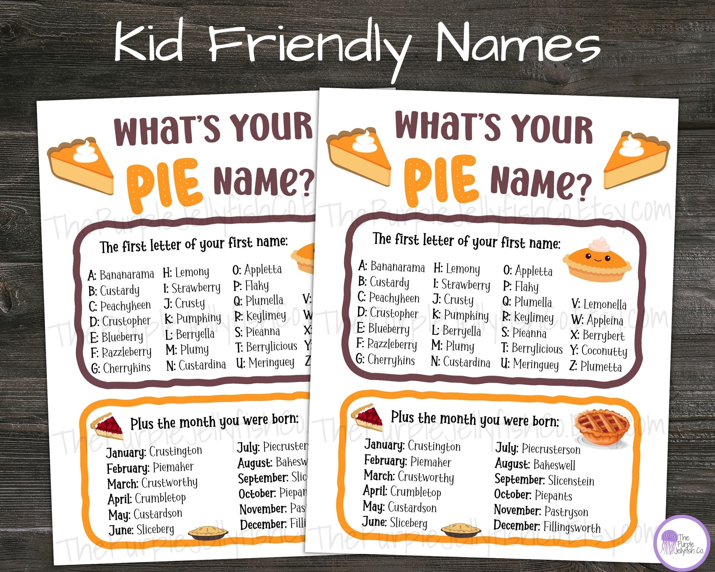 What's Your Pie Name Game Sign Name Tags, Thanksgiving Pie Party Decor ...