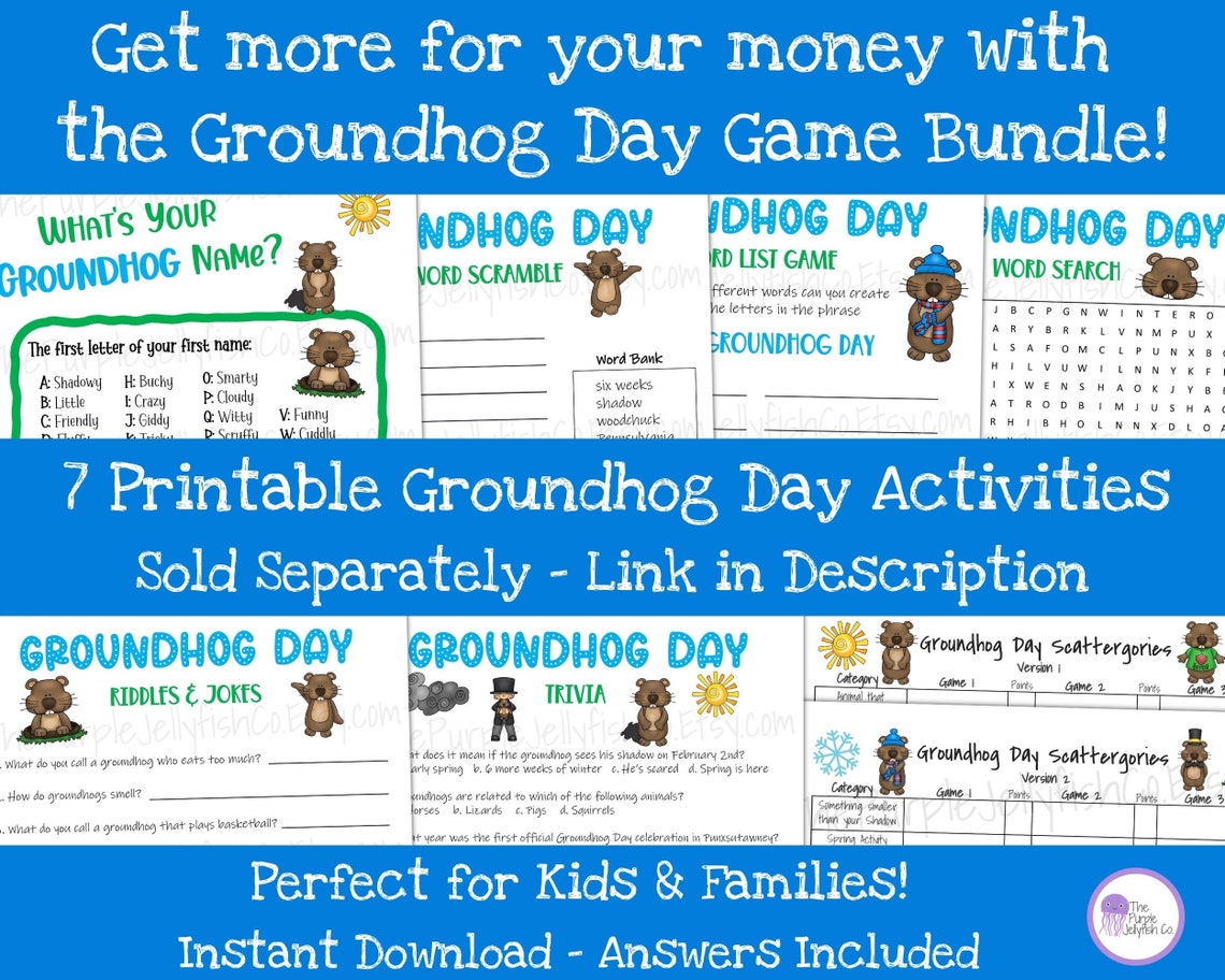 Groundhog Day Word List Game, Printable Activity for Kids & Adults ...