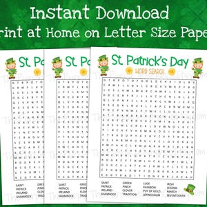 Word Search Printable St Patricks Day Game, Word Search Puzzle for Kids ...
