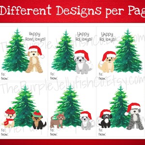 Dog Christmas Gift Tags, Printable Christmas Gift Tags, Holiday Favor ...