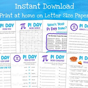 Pi Day Activities for Kids & Adults, Printable Pi Day Games, Math ...