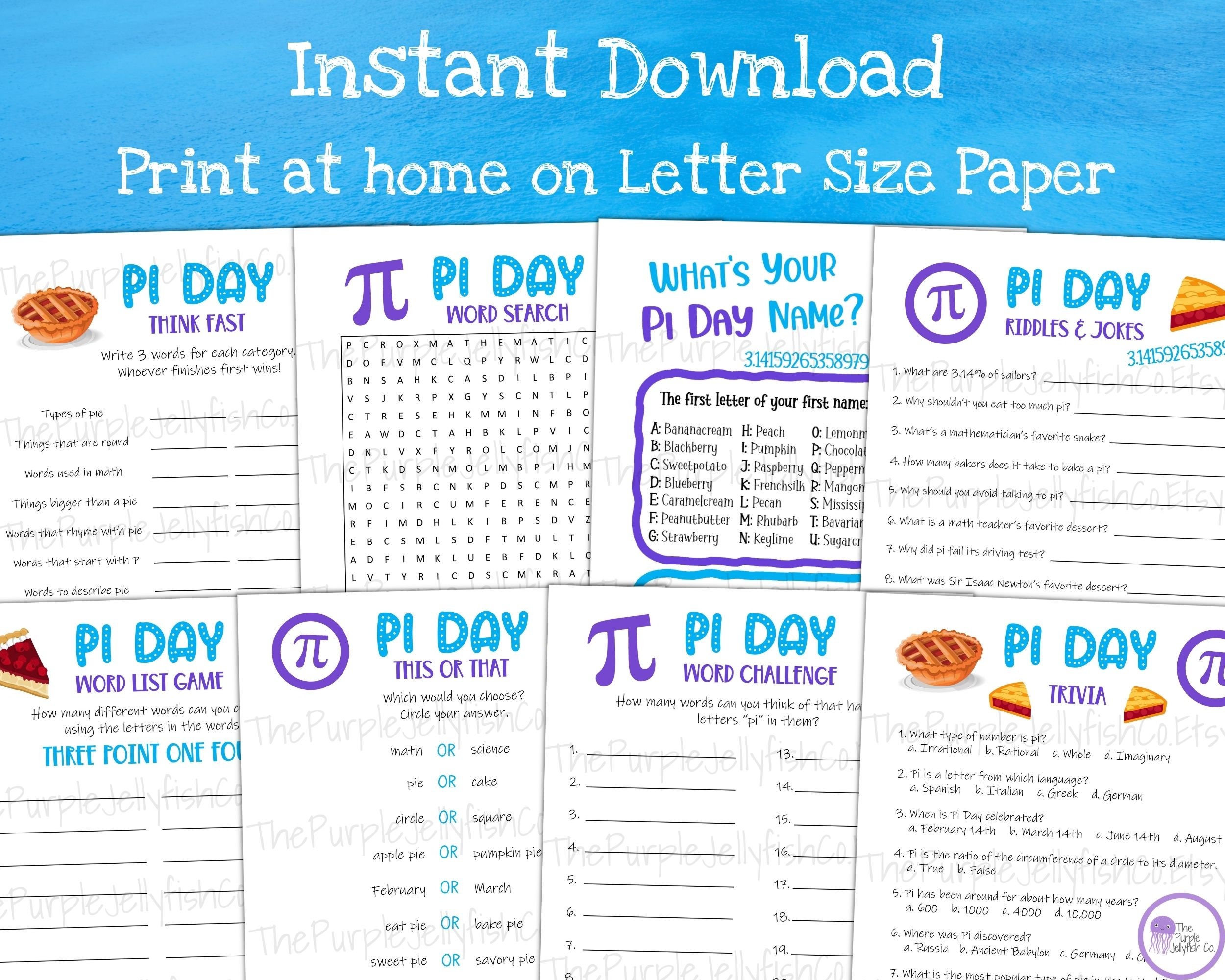 Pi Day Activities for Kids & Adults, Printable Pi Day Games, Math ...