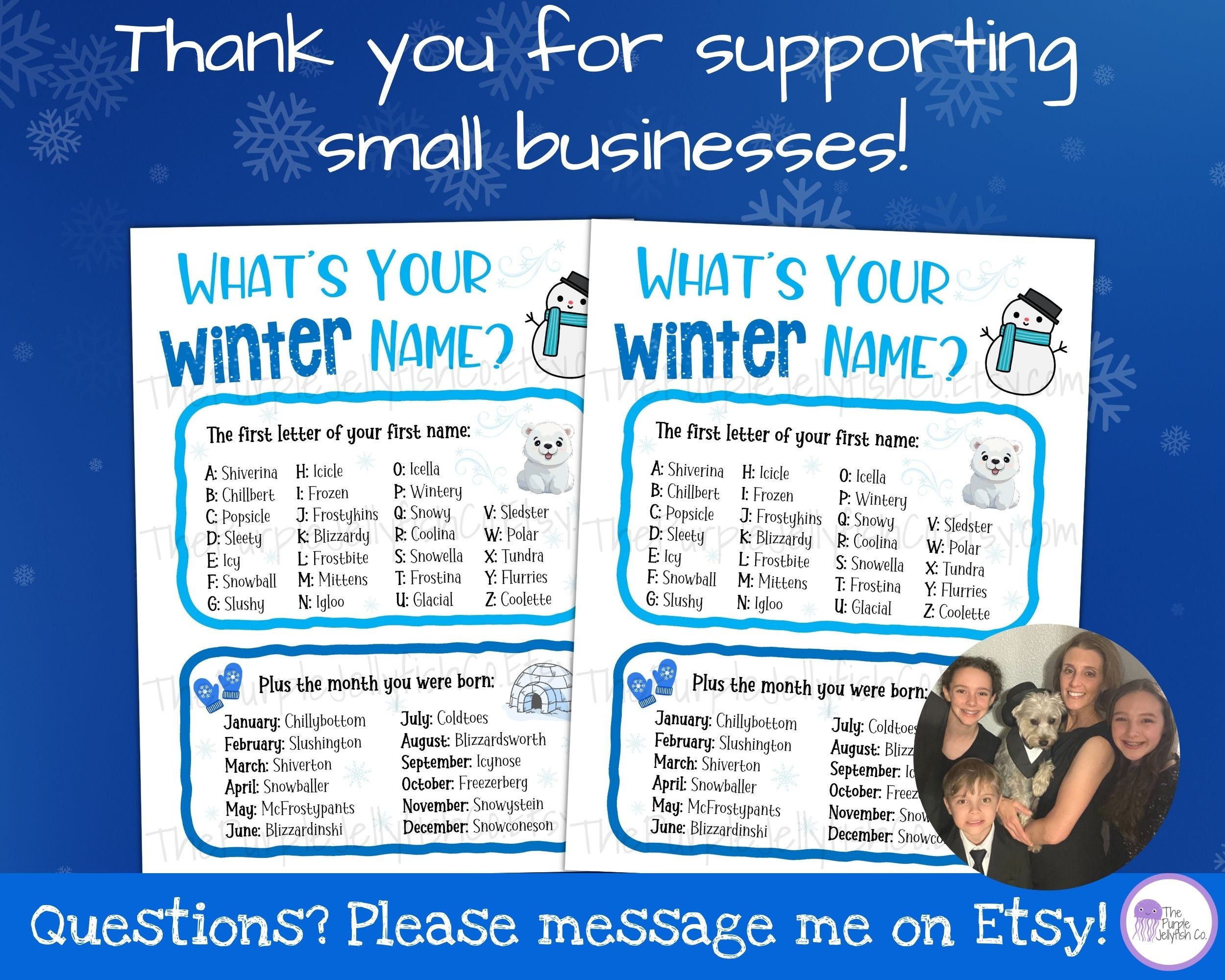 What's Your Winter Name Game With Sign and Name Tags, Winter Party ...