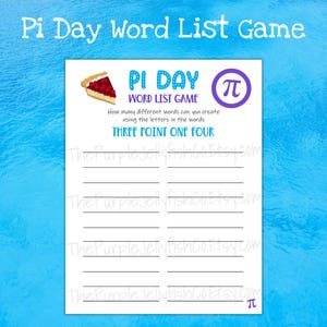 Pi Day Word Games Bundle, Printable Games for Kids, Word Game Printable ...