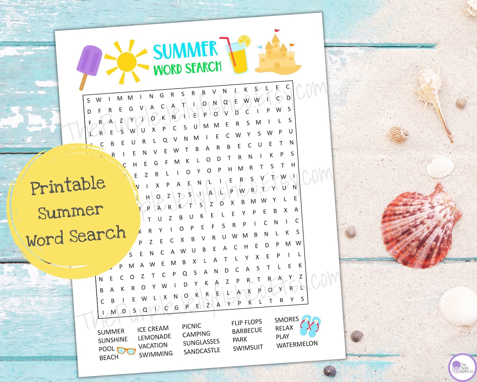 Summer Word Search Printable Summer Activity for Kids and | Etsy