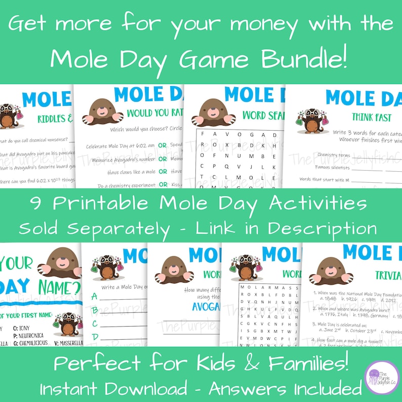 Mole Day Party Game, What's Your Name Game, Chemistry Class Activity ...