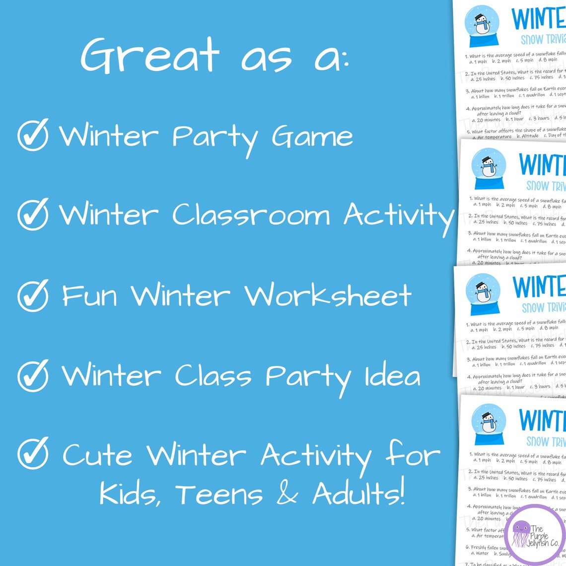 Winter Trivia Game, Winter Party Games, Winter Games for Kids, Winter ...
