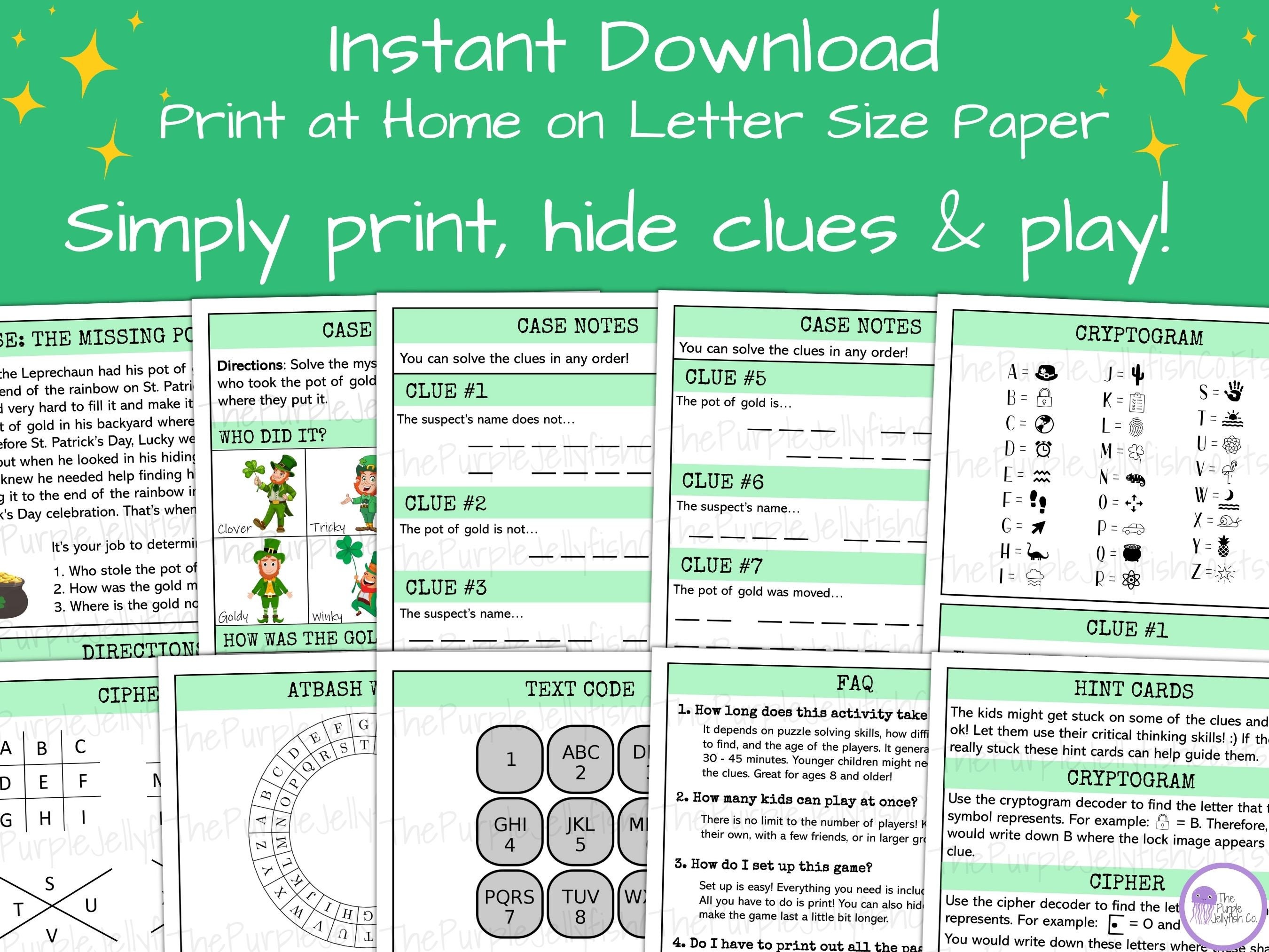 St. Patrick's Day Mystery Game for Kids, Printable Escape Room for Kids ...